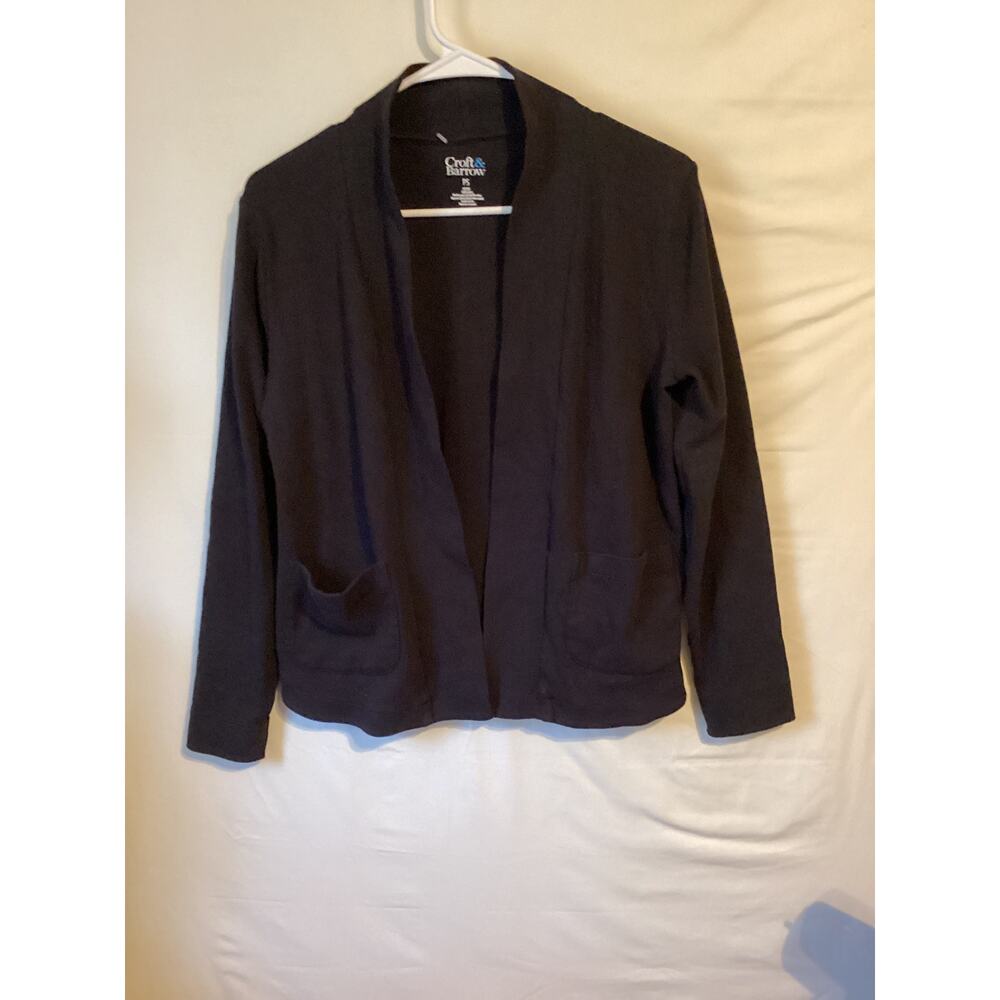 2677 Croft & Barrow Womens Open Front Cardigan Black … - Gem